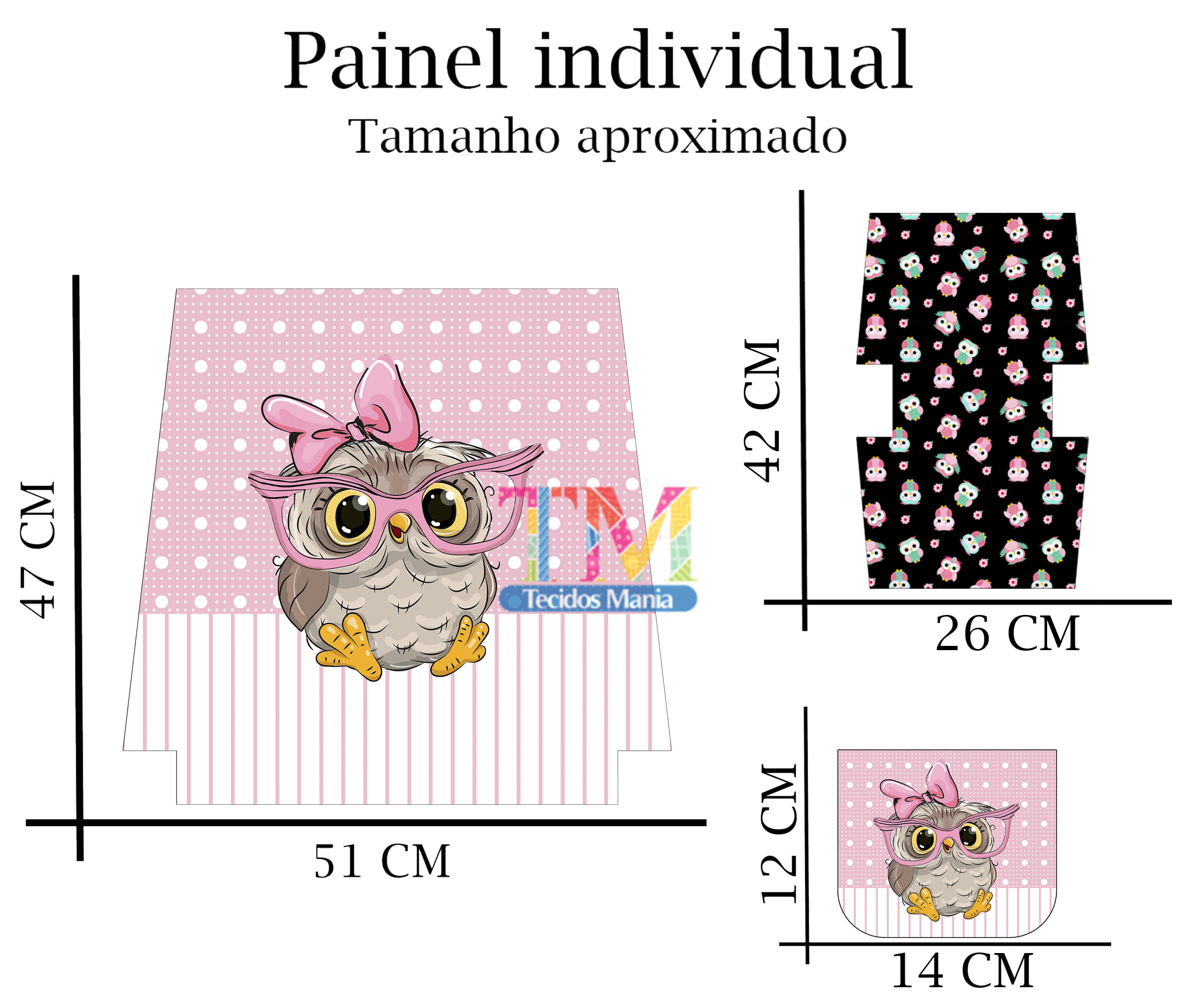 Tecido Microfibra ou gabardine estampado - Painel Ecobag - Necessaire - Coruja - Tecidos Mania